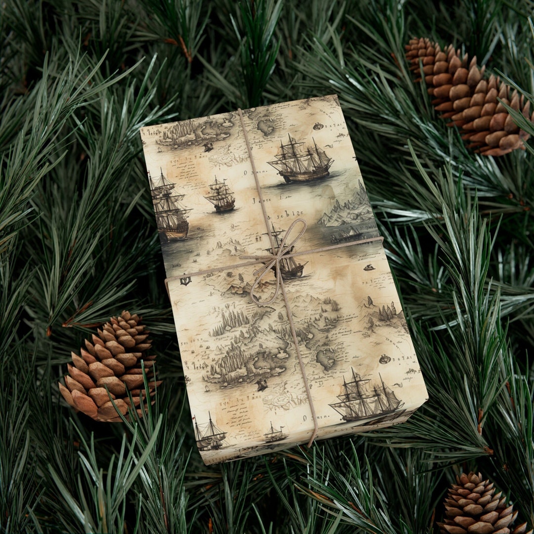 Travel Map Wrapping Paper Fictional World Map Wrapping Paper High ...