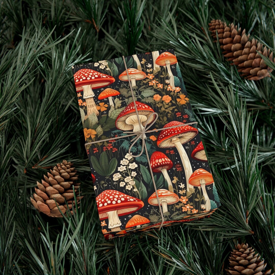 Dark Mushroom Forest Gift Wrapping Paper Mushroom Wrapping Paper ...