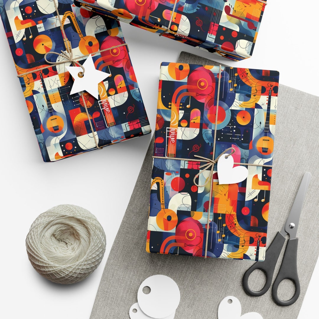 Music Wrapping Paper Abstract Wrapping Paper Colorful Artsy Gift Wrap ...