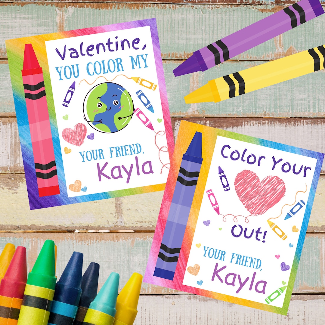 PRINTABLE Valentine's Day Crayon Cards Editable - Etsy