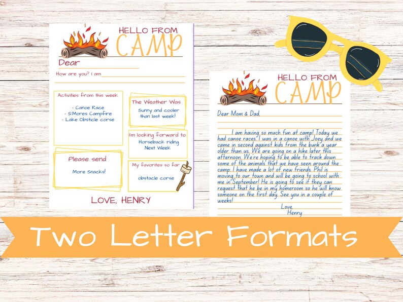 EDITABLE Letter From Camp Letter & Journal Pages Campfire - Etsy