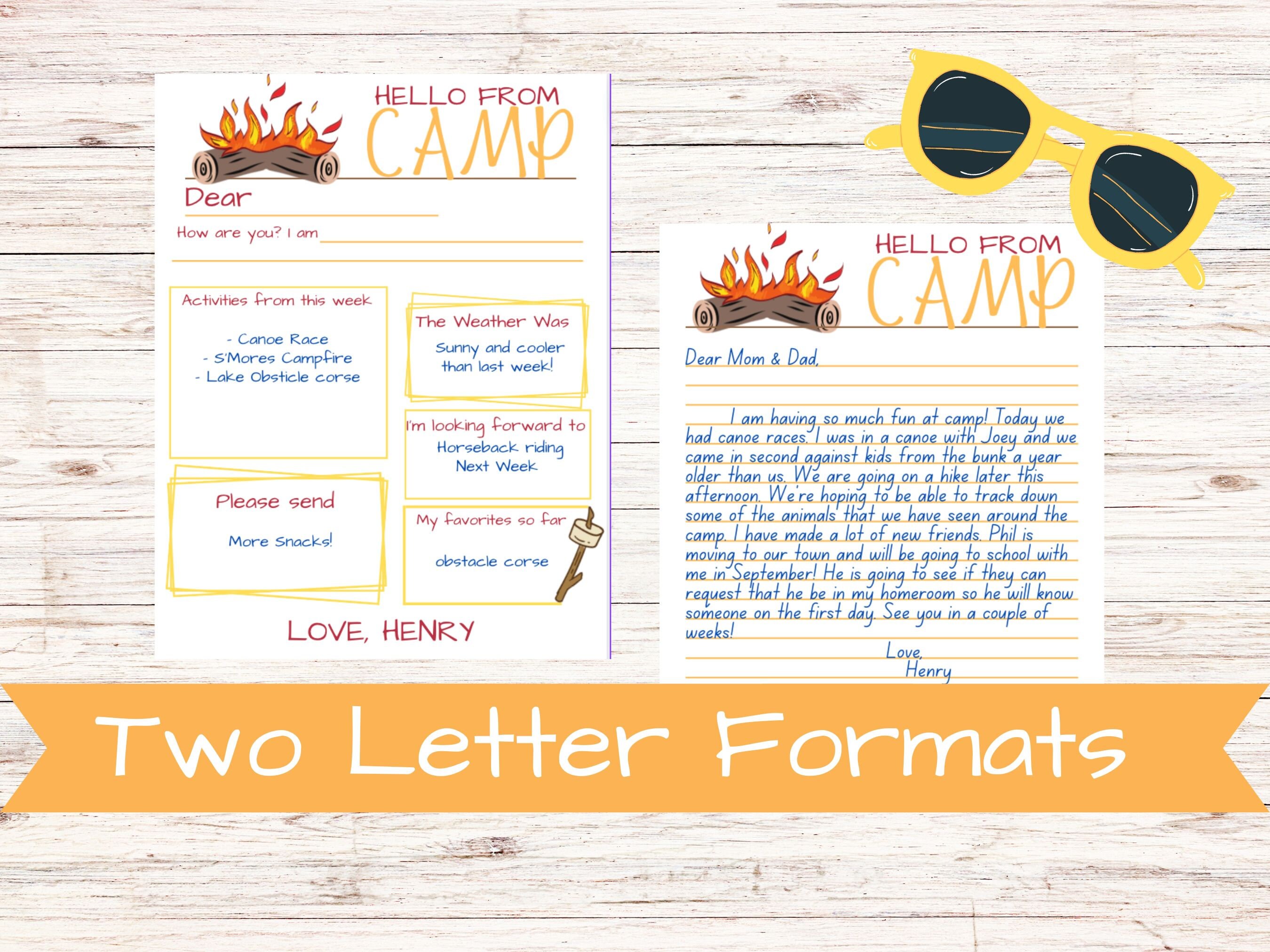 EDITABLE Letter From Camp Letter & Journal Pages Campfire - Etsy