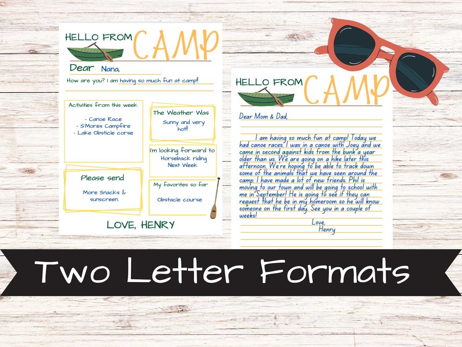 EDITABLE Letter From Camp Letter & Journal Pages - Canoe - Lake - Etsy