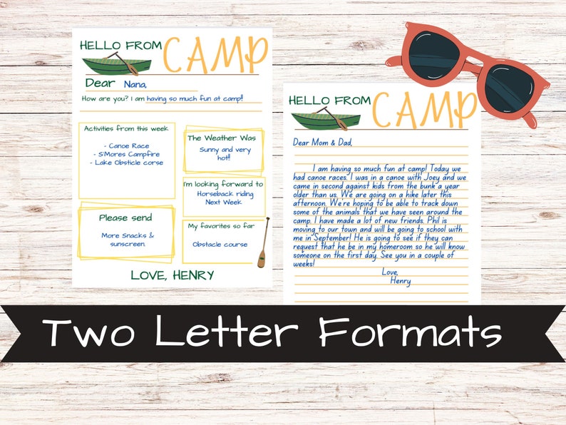 EDITABLE Letter From Camp Letter & Journal Pages - Canoe - Lake - Etsy