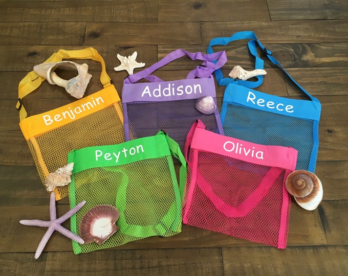 Personalized Mesh Seashell Collecting Bag Shell Tote - Etsy