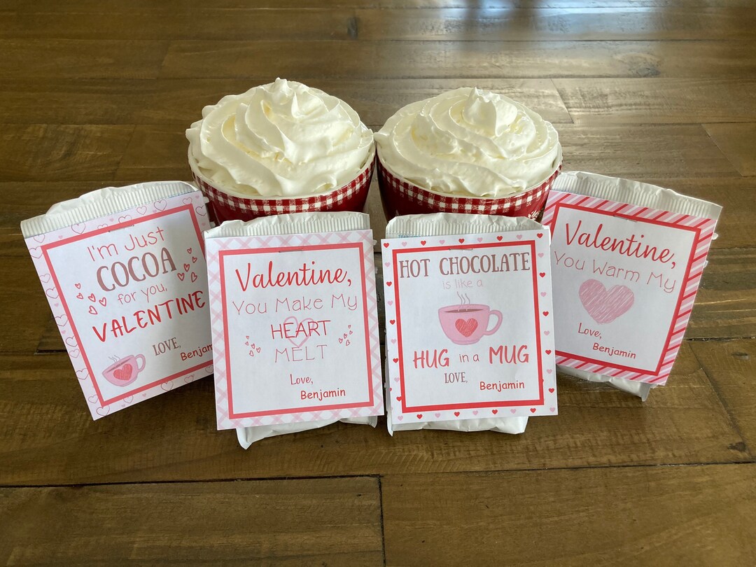 PRINTABLE Valentine's Day Hot Chocolate Packet Cards - Editable - Etsy