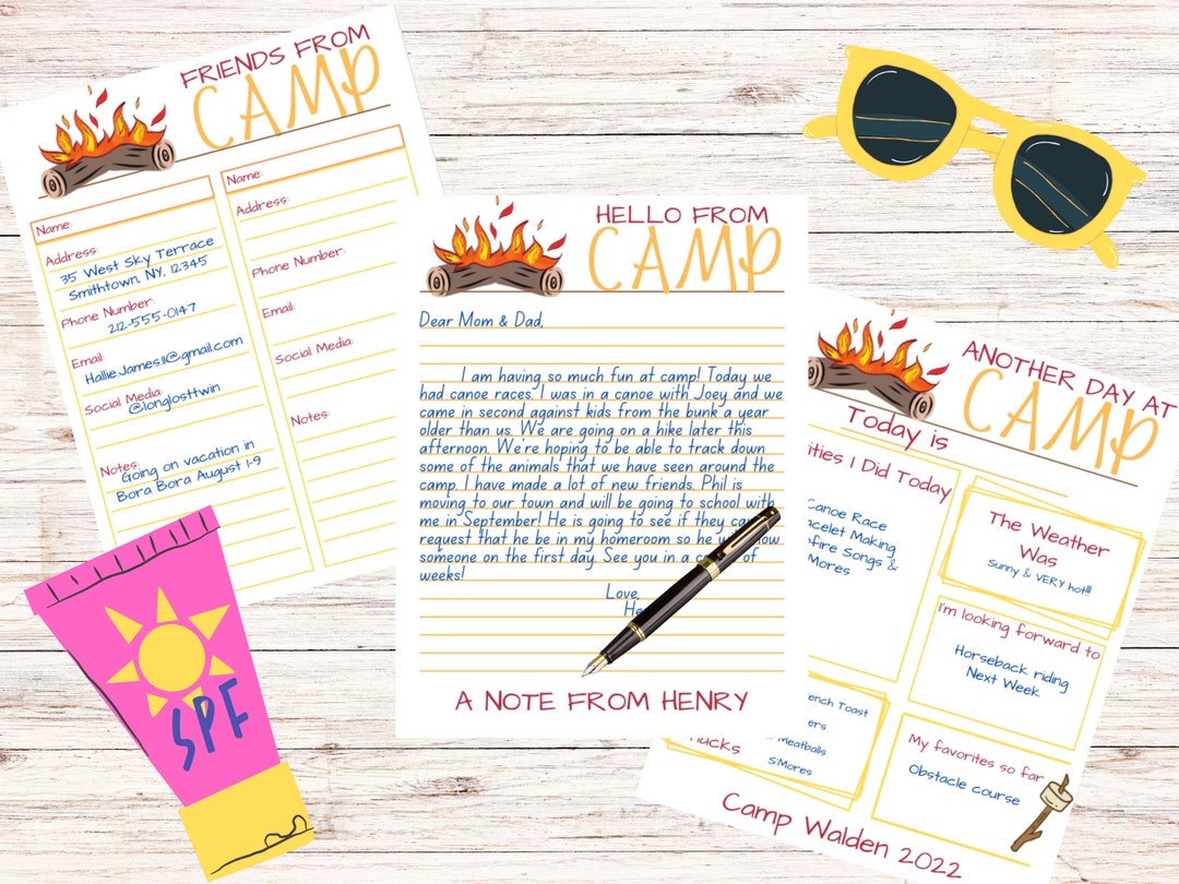 EDITABLE Letter From Camp Letter & Journal Pages - Campfire - Etsy