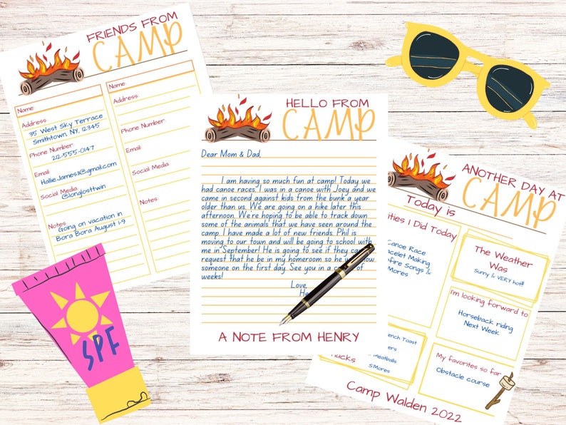 EDITABLE Letter From Camp Letter & Journal Pages Campfire - Etsy