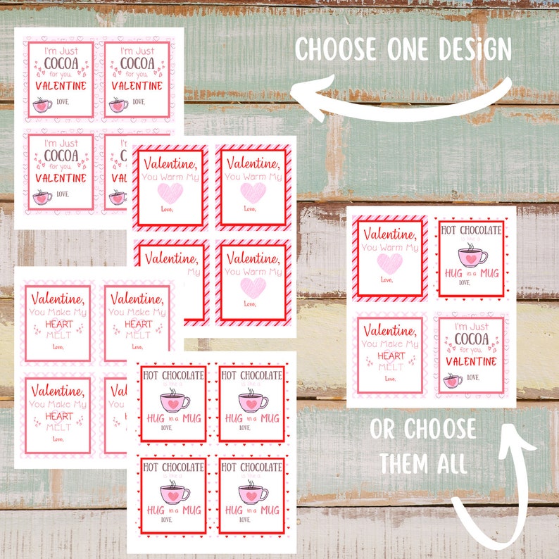 PRINTABLE Valentine's Day Hot Chocolate Packet Cards - Editable - Etsy