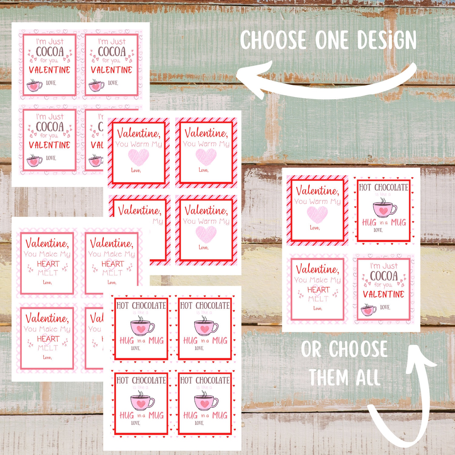 PRINTABLE Valentine's Day Hot Chocolate Packet Cards - Editable - Etsy