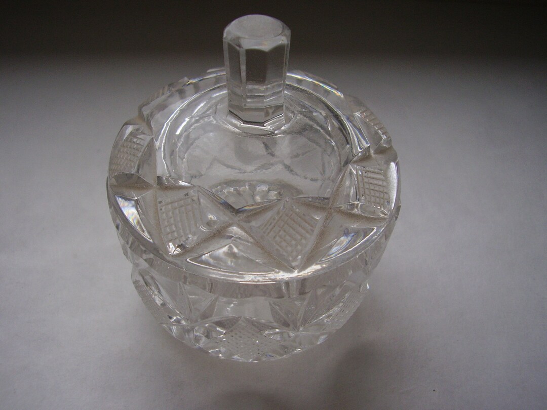 Vintage Lead Cut Glass Stylised Thistle Pattern to Lidded - Etsy