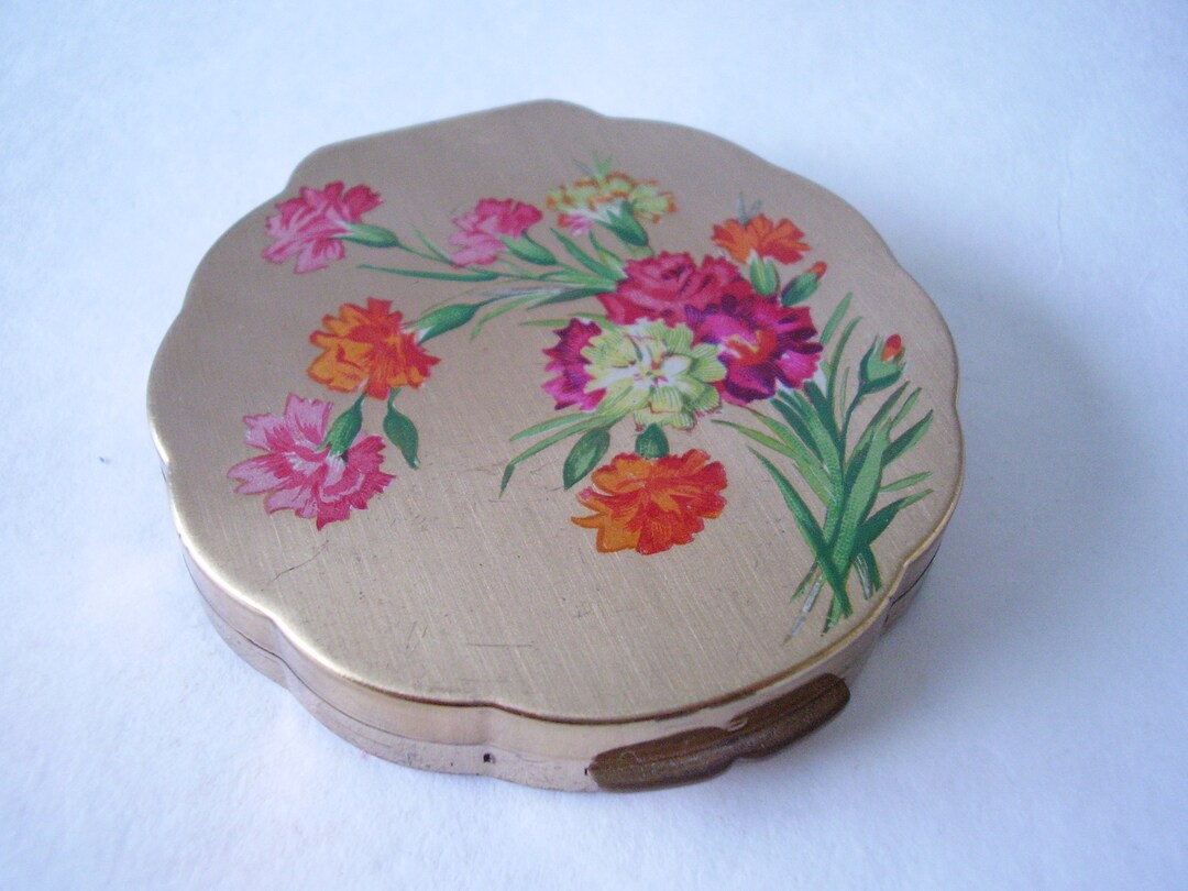 Signed IRIS Powder Compact Flower Spray Carnation Dianthus - Etsy UK