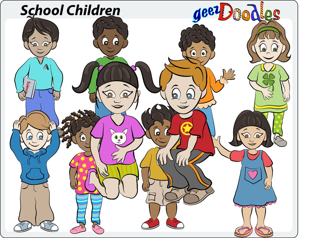 Children Clipart School Children in Clip Art Teacher and - Etsy