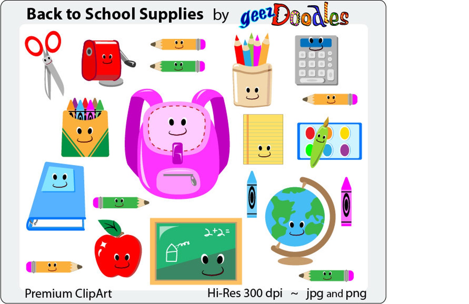 School Supplies Clipart Teacher Clip Art Back To School Etsy Australia