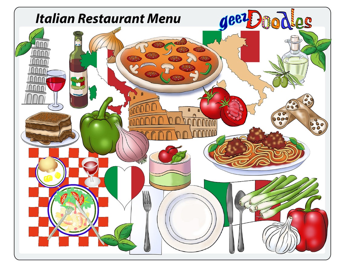 Italian Food Graphic Design Pack Illustrations Graphics for Restaurant ...