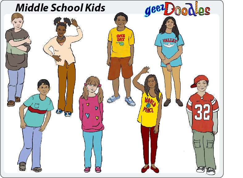 Clipart of Kids Middle School Students Teacher and Classroom Asian ...