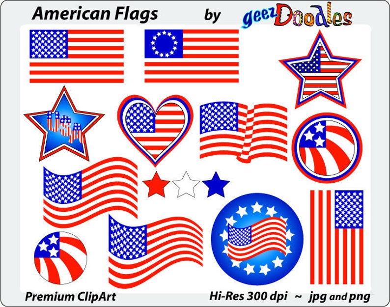 American Flag Clipart ~ Patriotic Clip Art ~ American Flags and Banners ...