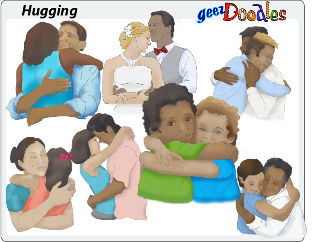People Hugging Clipart Hugs Collage Sheet Men, Women, Children ...