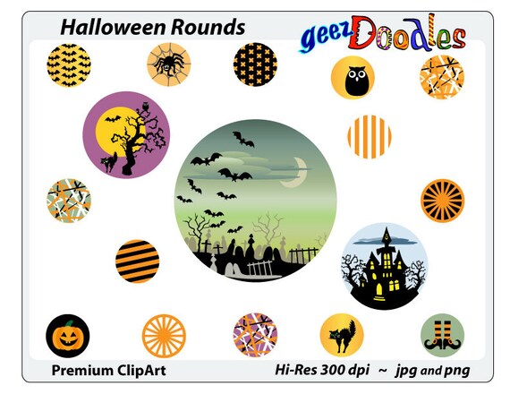 Halloween Clipart Halloween Circle Frames in 1 Inch 2 Inch | Etsy