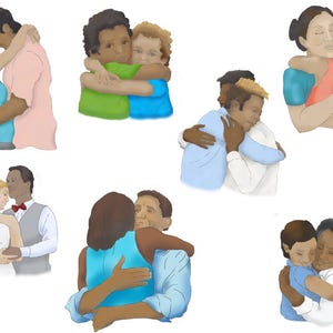 People Hugging Clipart Hugs Collage Sheet Men, Women, Children ...