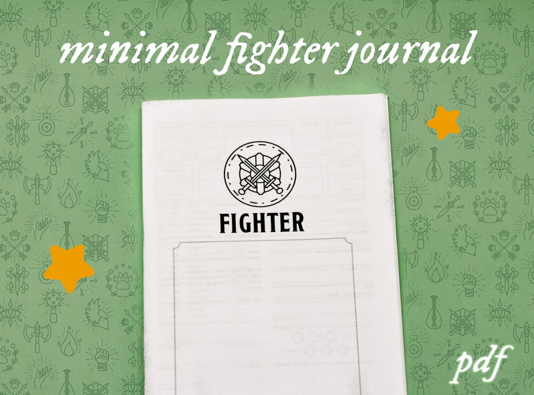 Minimal Fighter Journal for Dnd 5e - Printable/fillable Pdf ...