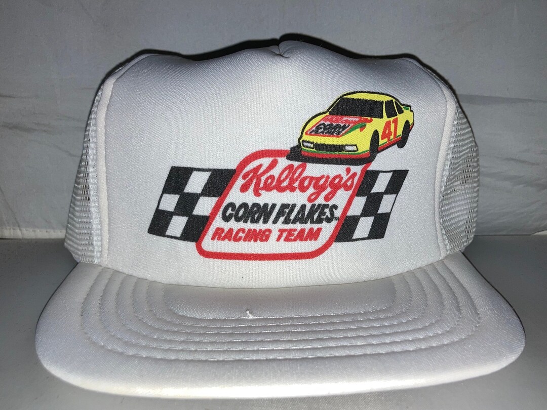 Vintage Kelloggs Corn Flakes Racing Team Snapback Hat Cap Rare 80s 90s ...