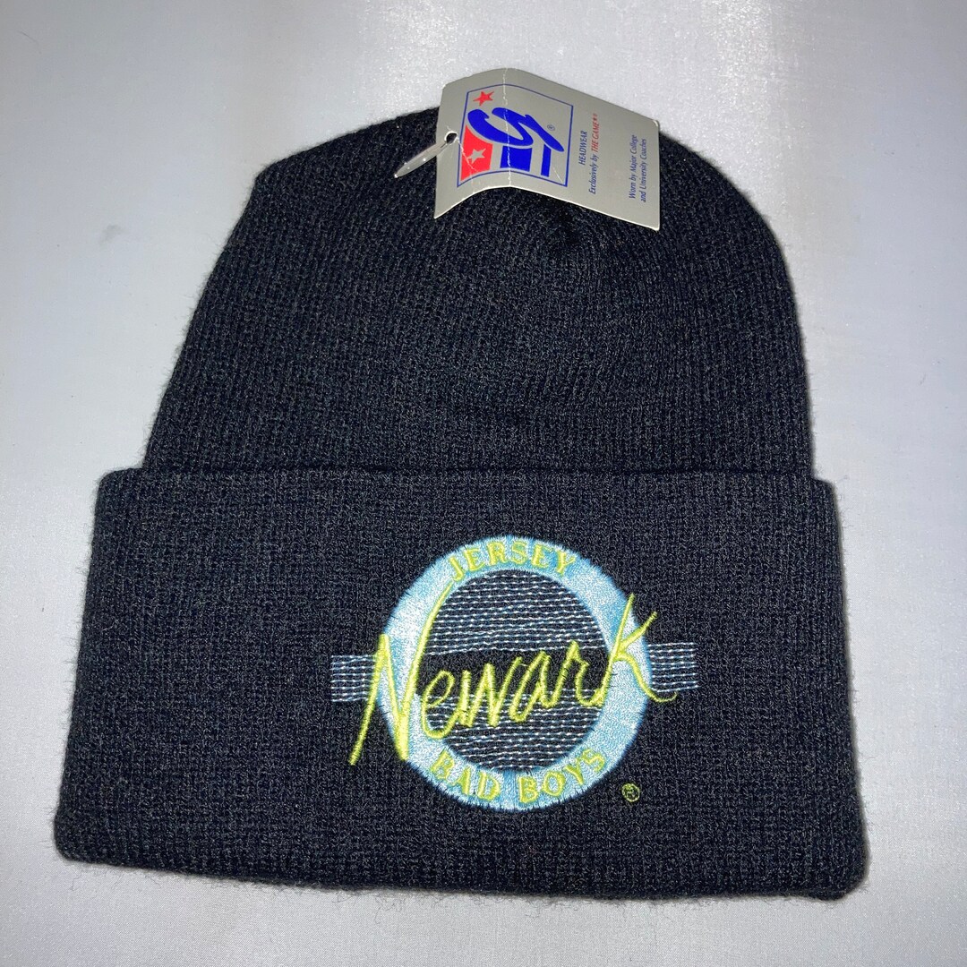 Vintage Newark Bad Boys Circle Script Beanie Knit Hat Skully Hat Cap ...