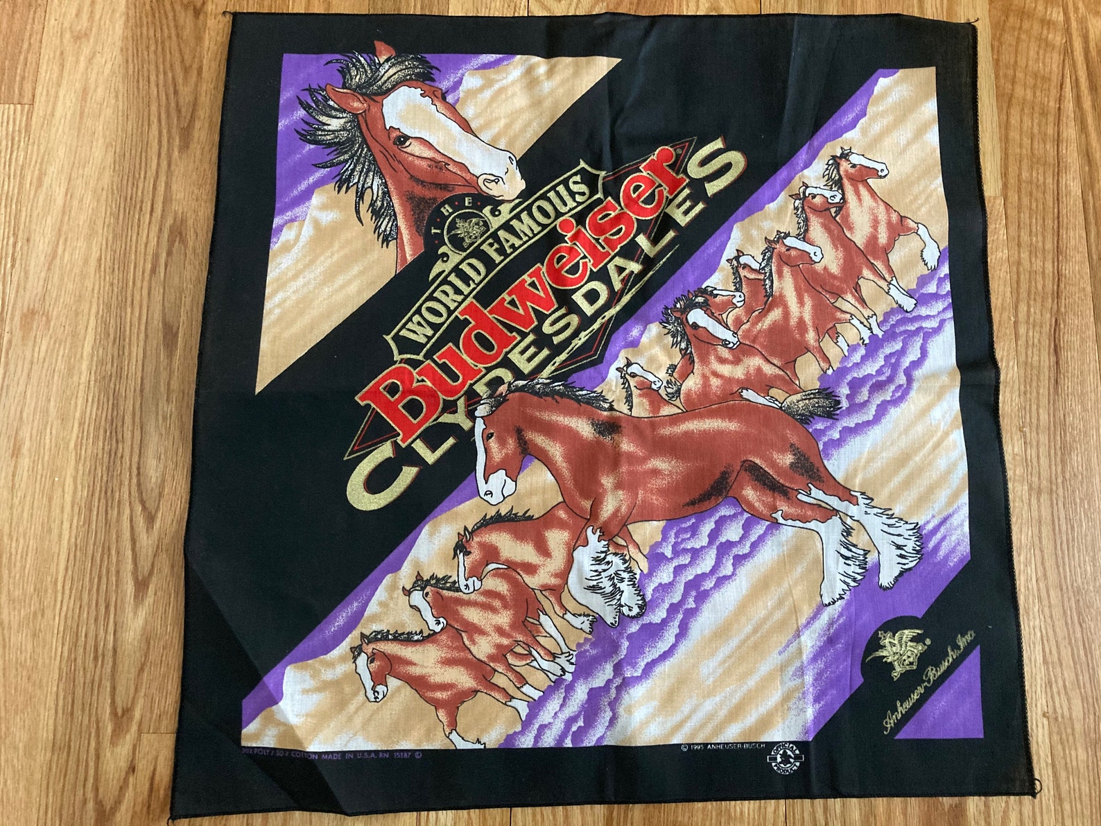 Vintage Budweiser Clydesdales Bandana Face Mask 1995 90s Made | Etsy