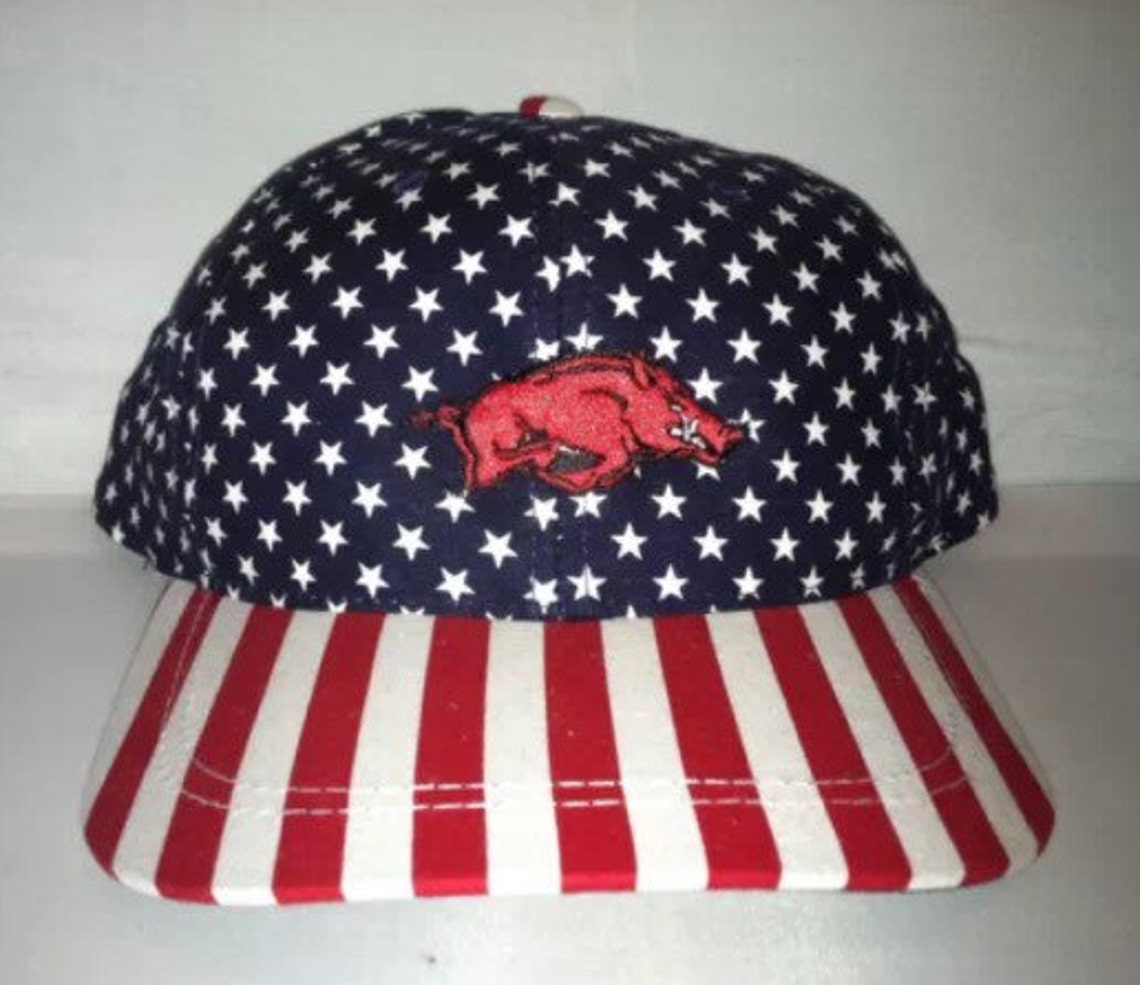 Vintage Arkansas Razorbacks Snapback hat usa flag cap 90s NCAA | Etsy