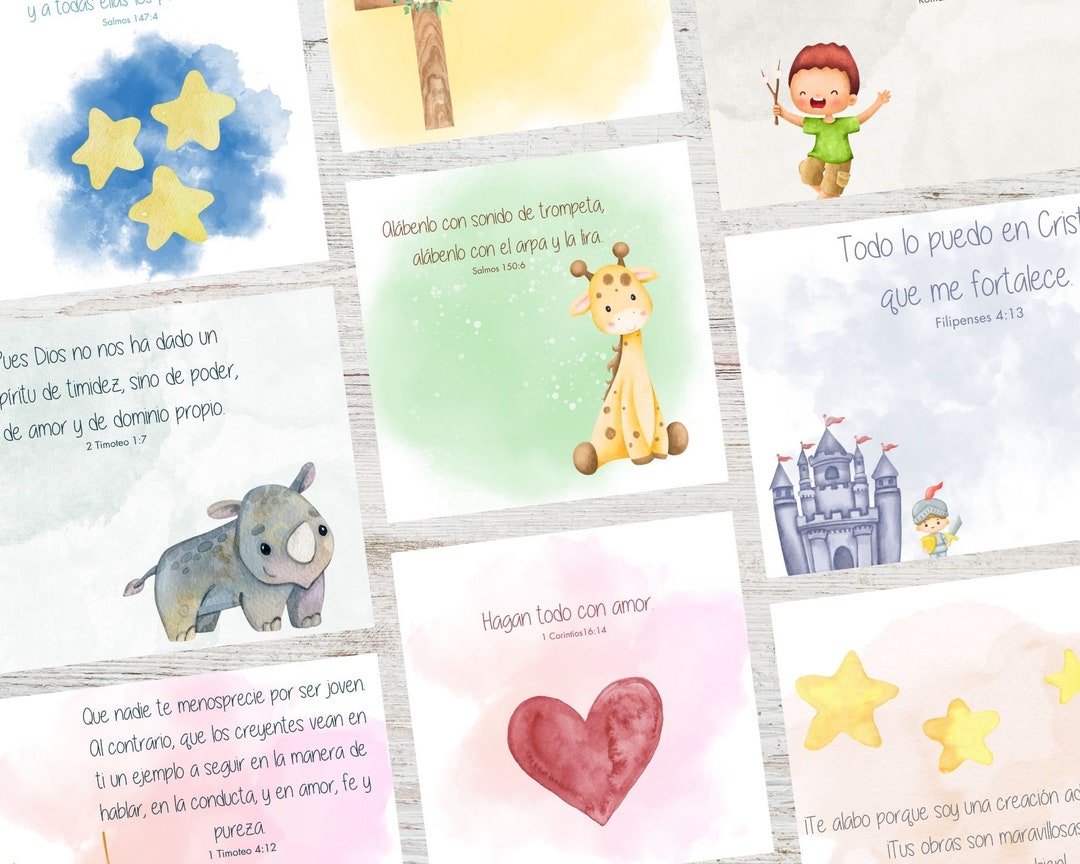 Spanish Español Children's Prayer Cards, Kids Bible Verses, Illustrated ...