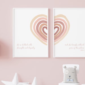 Christian Nursery Printable, Modern Wall Art, Boho Baby Decor, Girly ...