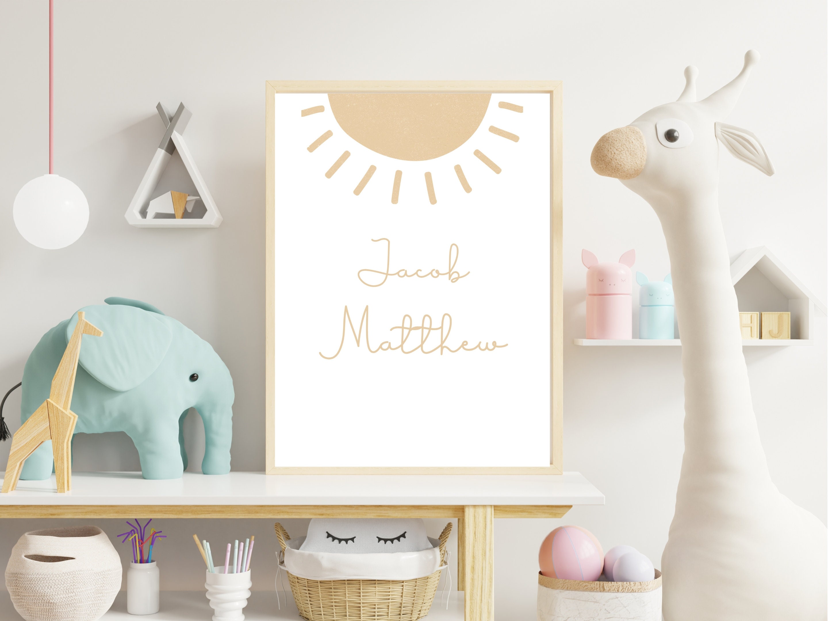 Personalized Nursery Printable, Baby Decor, Boho Wall Art, Gold Hand ...