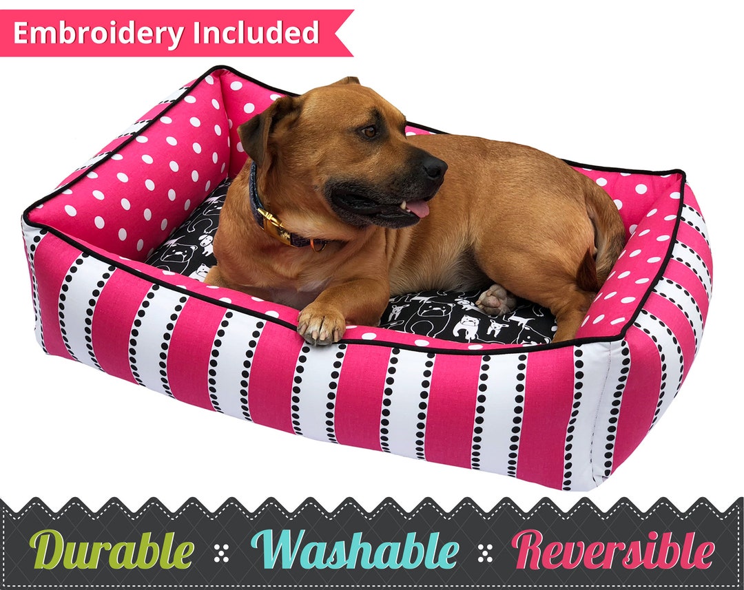 Pink Pedigree Dog Bed | Pink Pet Bolster Bed | Pink and White Stripe ...