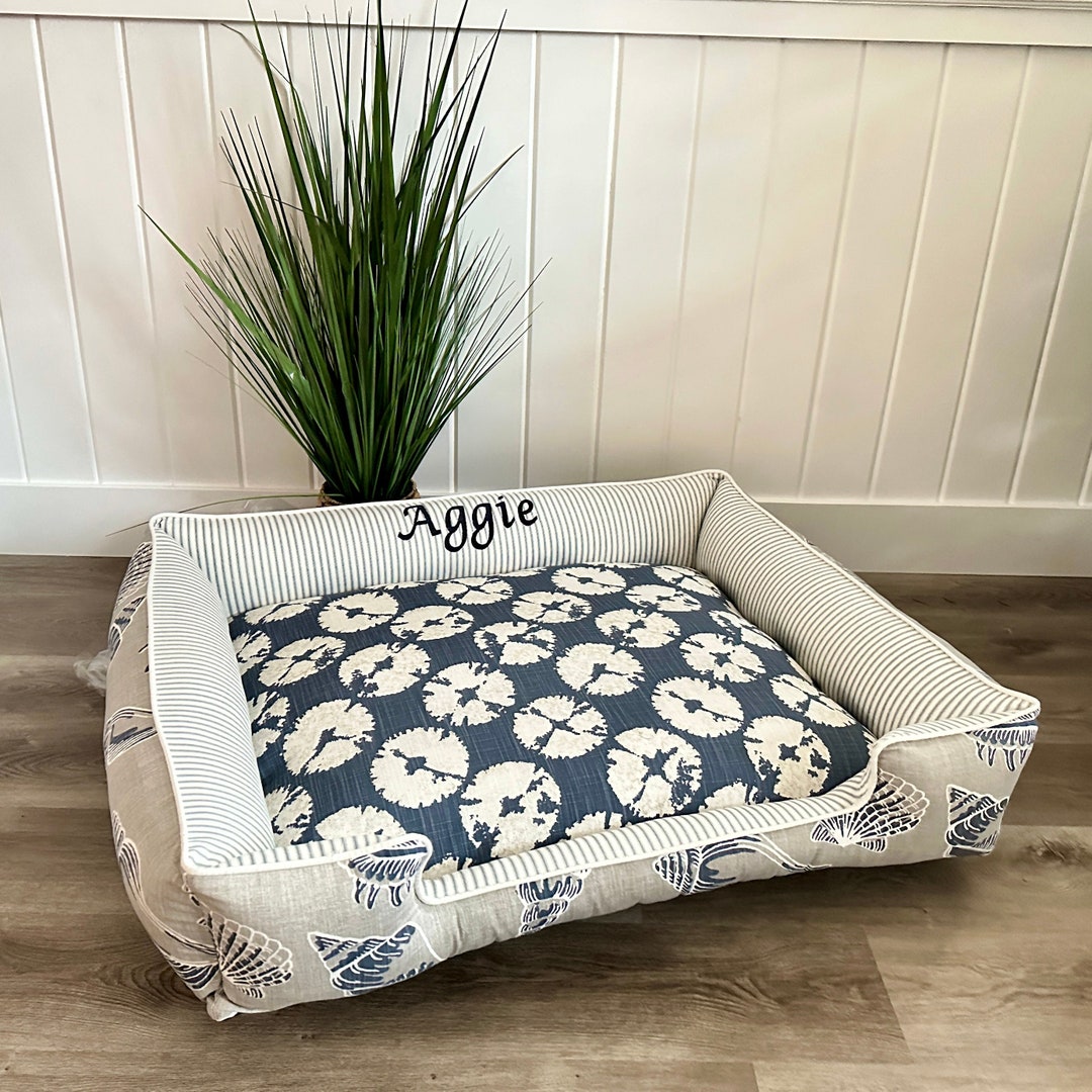 Nautical Navy Dog Bed, Extra Large Pet Bedding, Washable Dog Bed With ...