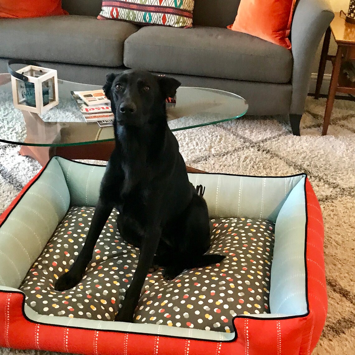 Orange Dot Custom Dog Bed | Fun Custom Pet Bed | Washable Dog Bed ...
