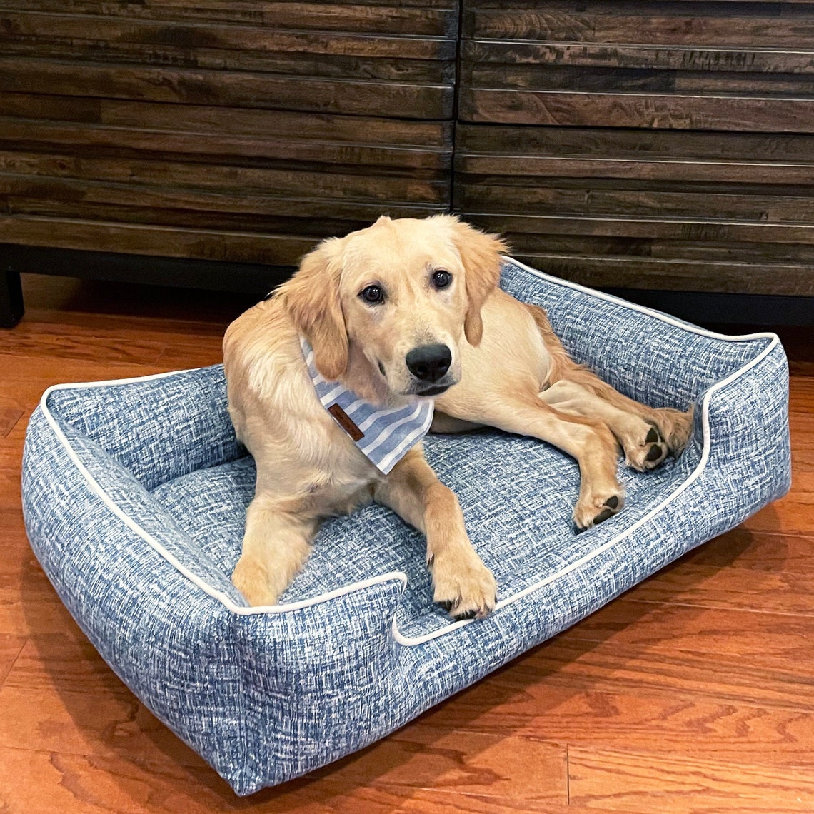 Modern Blue Pet Bed Custom Blue & White Pet Bedding - Etsy