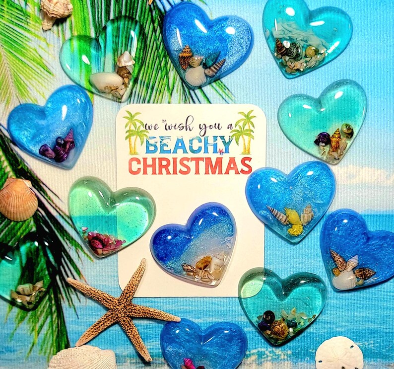 Beach Heart, Seashell Resin Heart Decor, Beachy Christmas Gift, Coastal ...