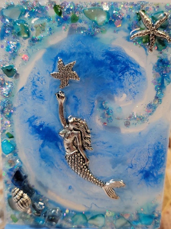 Three-dimensional Mixed Medium Mermaid Art Piece on Glass - Etsy