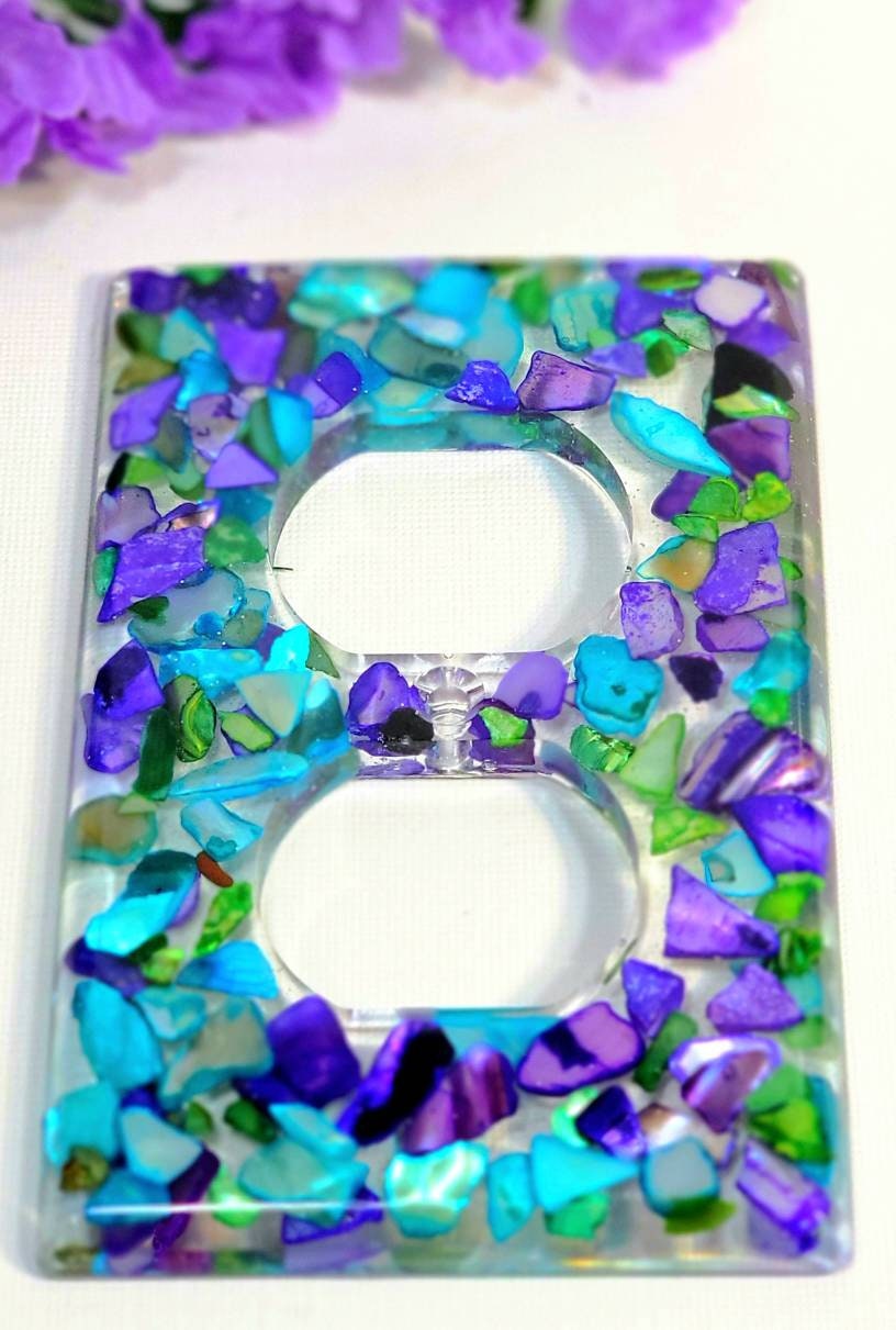 Handmade Outlet Cover Featuring Real Crushed and Polished - Etsy