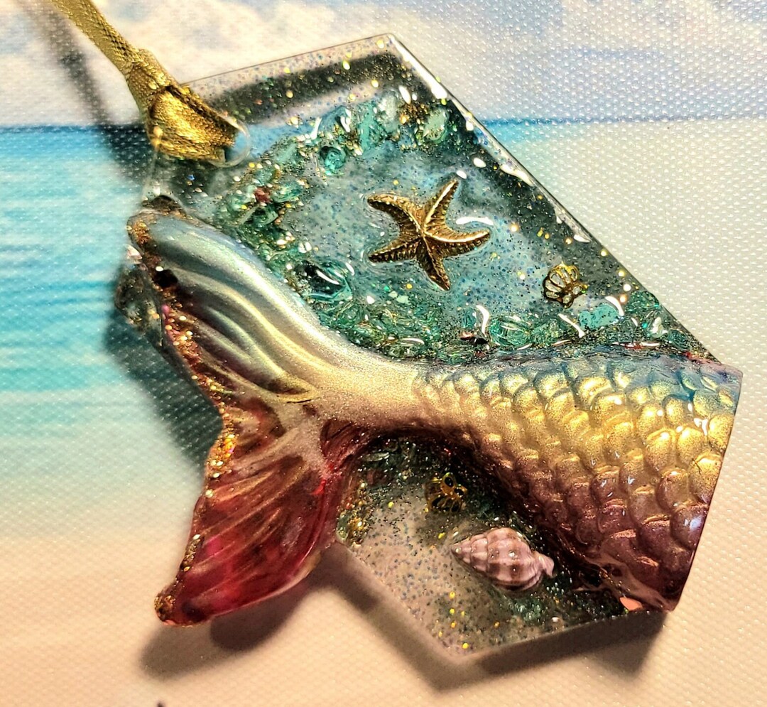 Mermaid Tail Beach Glittered Ornament, One of a Kind Mermaid Tail ...