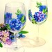 Hand Painted Hydrangea Wine Glassesblue Hydrangea Flowers - Etsy