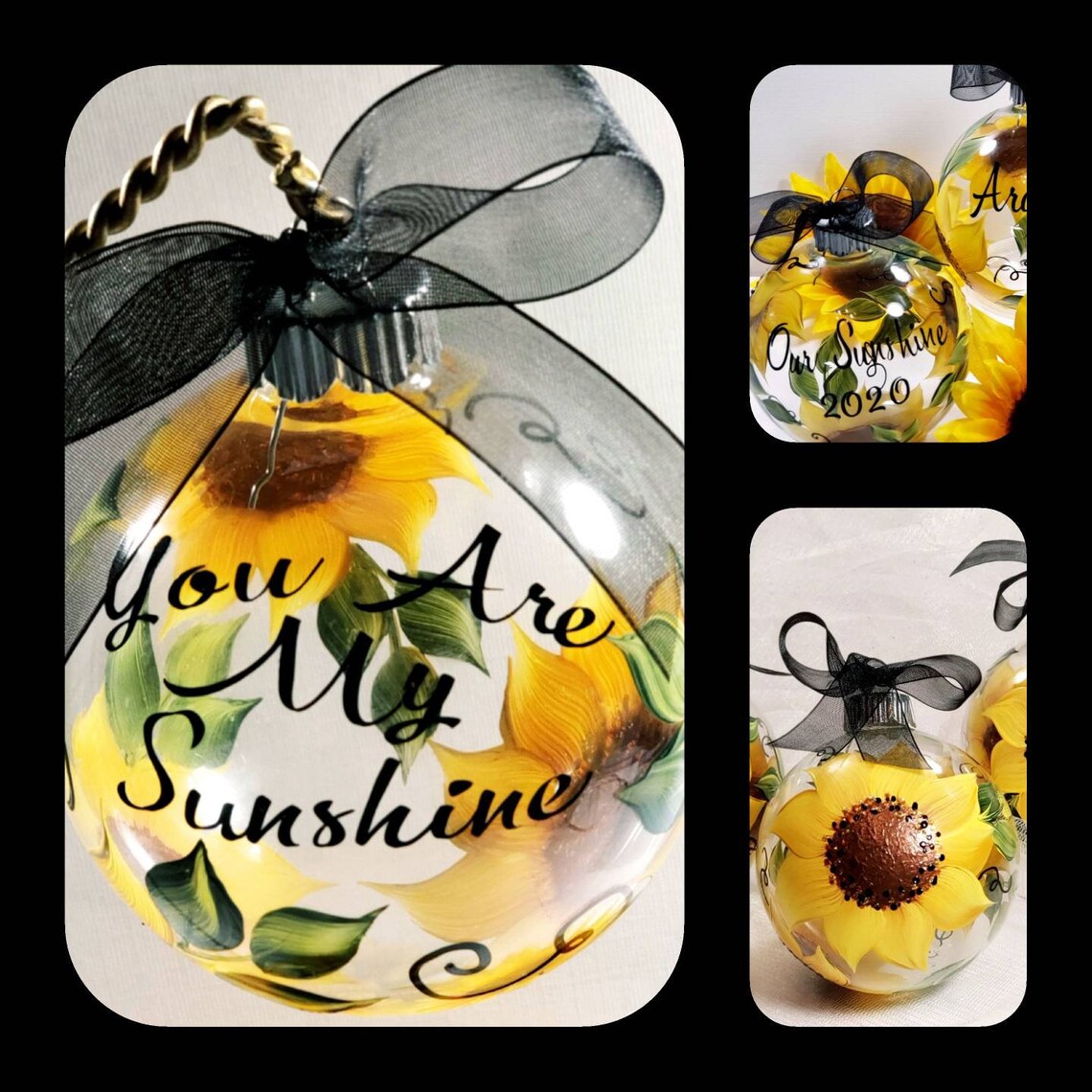 Hand Painted Sunflower Ornament With FREE Personalization and - Etsy