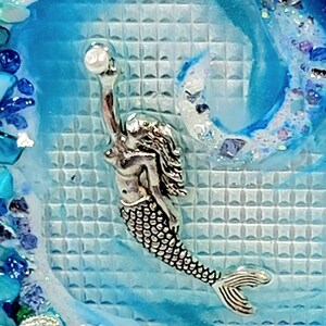 Three-dimensional Mixed Medium Mermaid Wave Art and Sea Turtle Design ...
