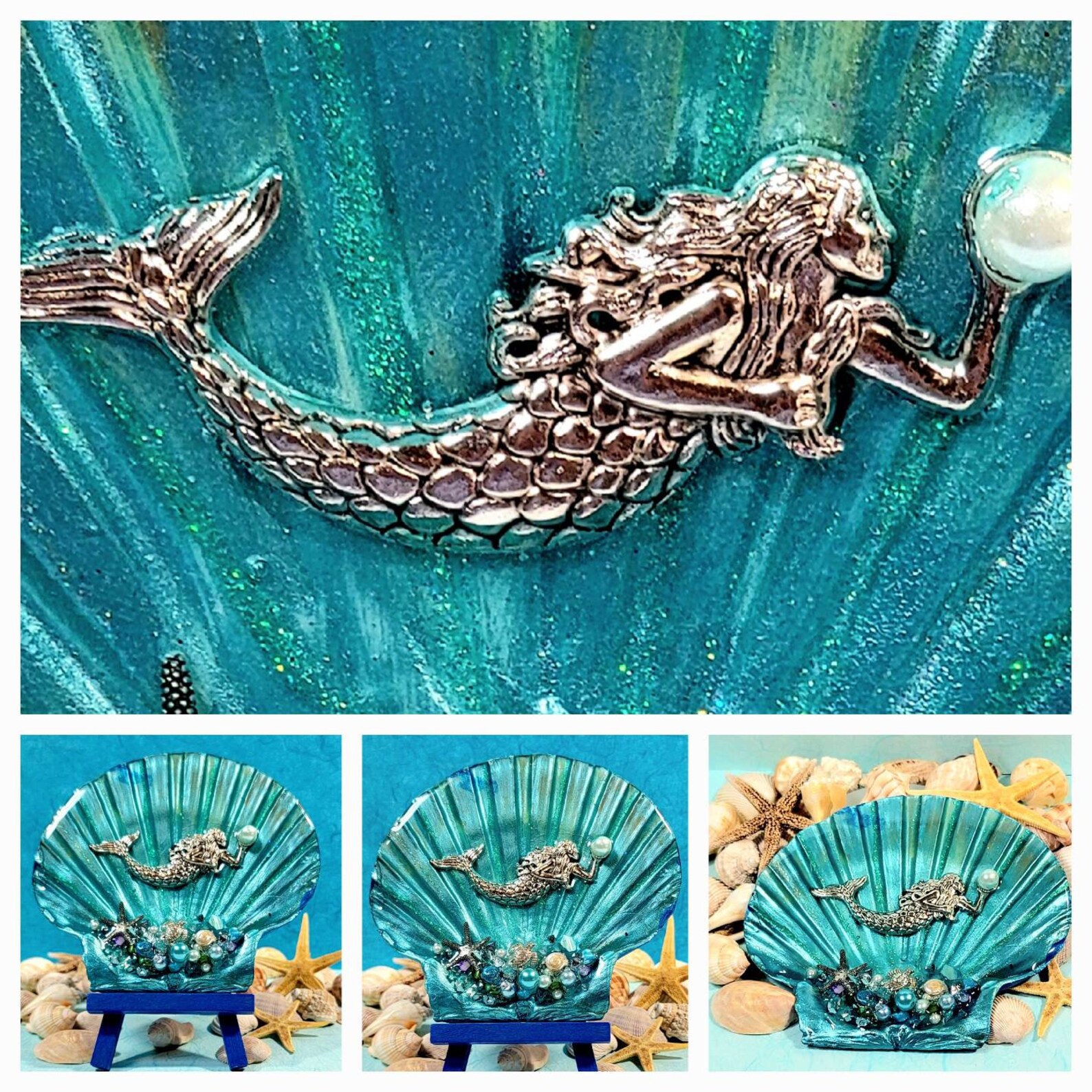 Mermaid and Faux Pearls Embellish an Irish Flat Scallop Shell | Etsy