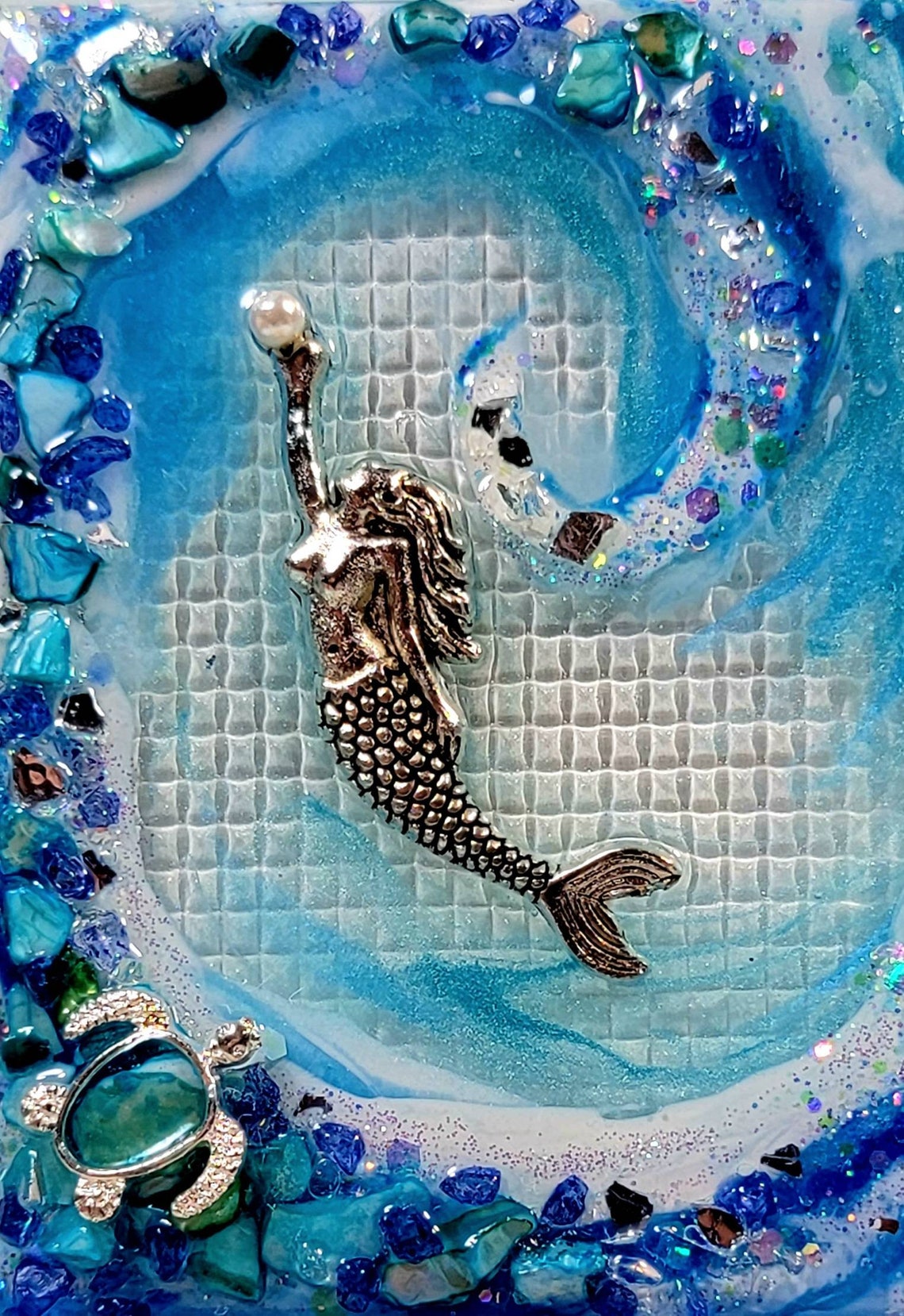 Three-dimensional Mixed Medium Mermaid Wave Art and Sea Turtle - Etsy