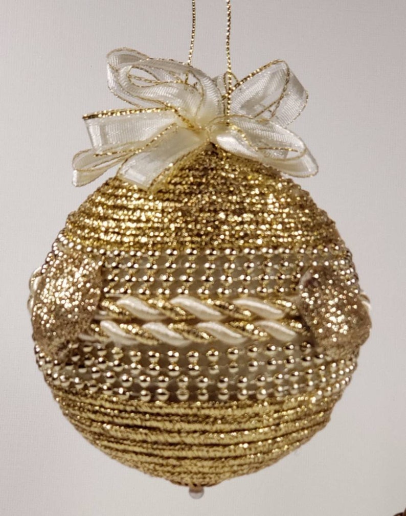 Handmade Coastal Gold and Cream Satin Rope Décor Ornament - Etsy