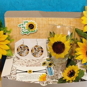 Sunflower Gift Box, Sunflower Hand Painted Iced Tea Glass, Sunflower ...