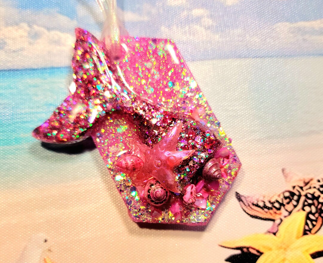 Handmade Mermaid Tail Ornament, One-of-a-kind Pink Glittery Resin ...