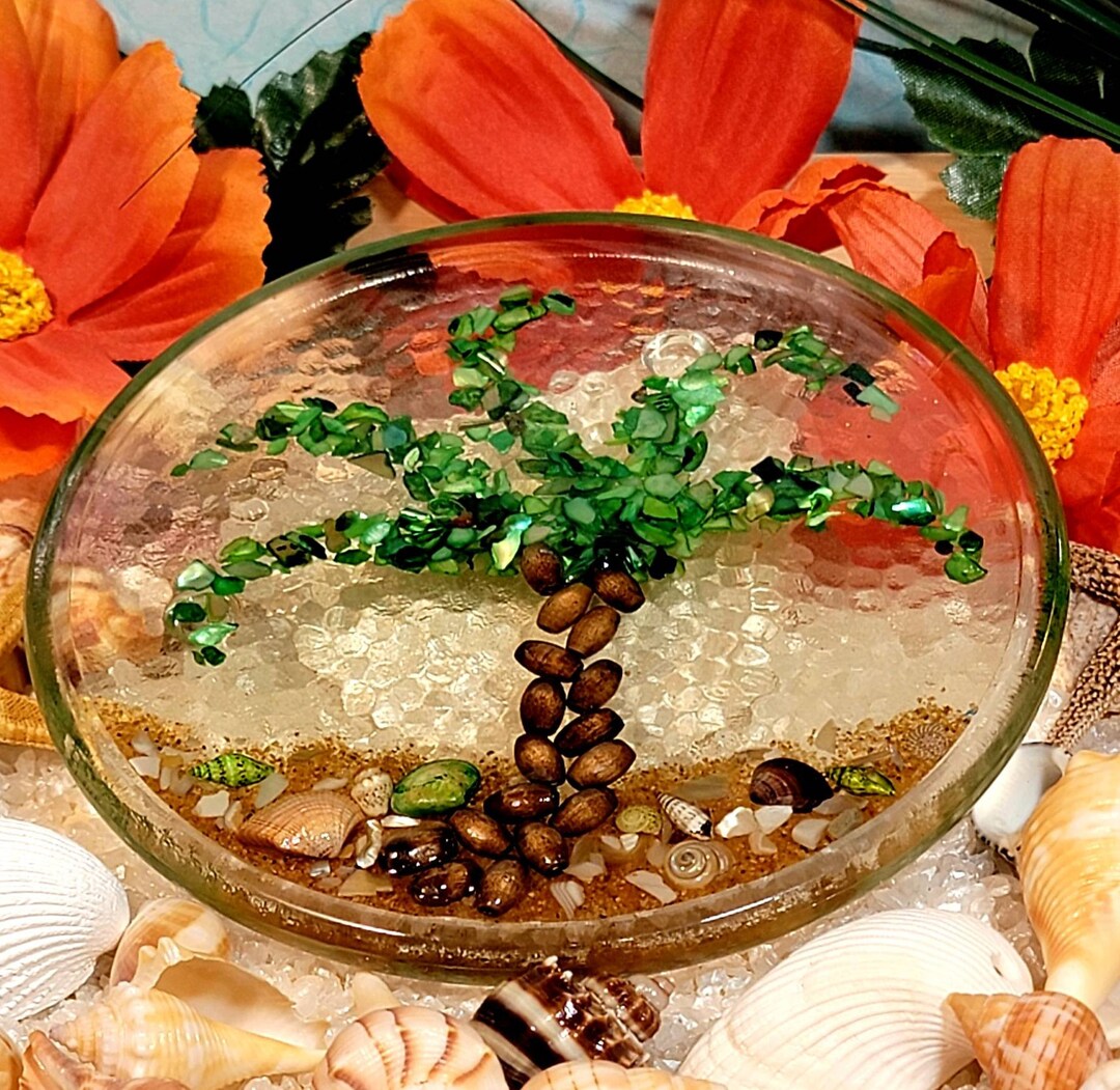 Palm Tree Resin Trivet, Resin Art Decorative Palm Tree Plate, Palm Tree ...