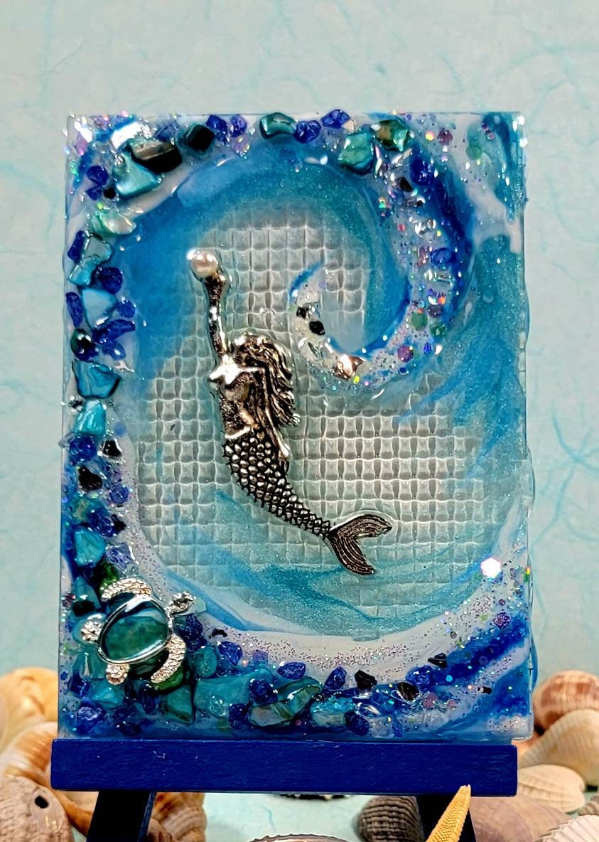 Three-dimensional Mixed Medium Mermaid Wave Art and Sea Turtle - Etsy